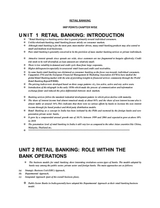 Retail banking things you should know from mod a & b | DOCX