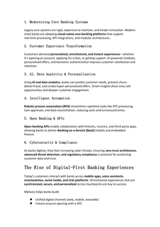 Retail Banking Digital Transformation: Redefining the Future of Financial Services | PDF