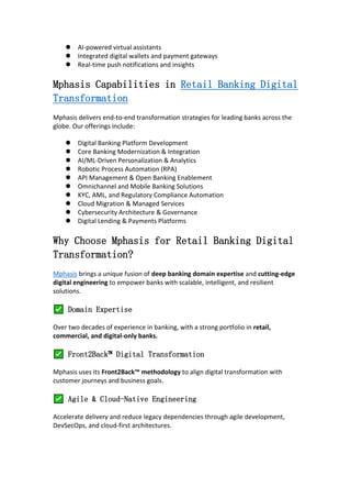 Retail Banking Digital Transformation: Redefining the Future of Financial Services | PDF