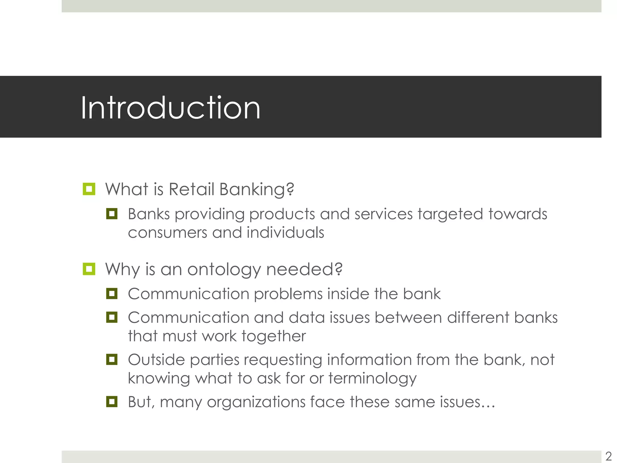 Retail Banking - an ontological example by Lauren Madar | PDF