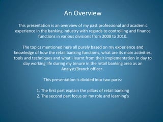 Pillars of Retail banking operations | PPTX