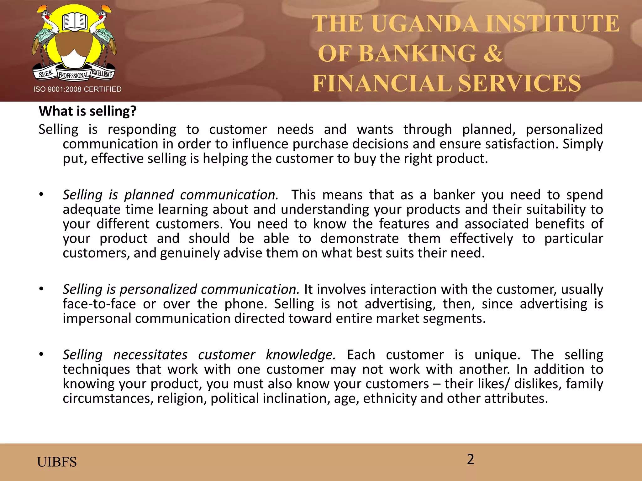 Retail bank sales and services unit4 | PPTX