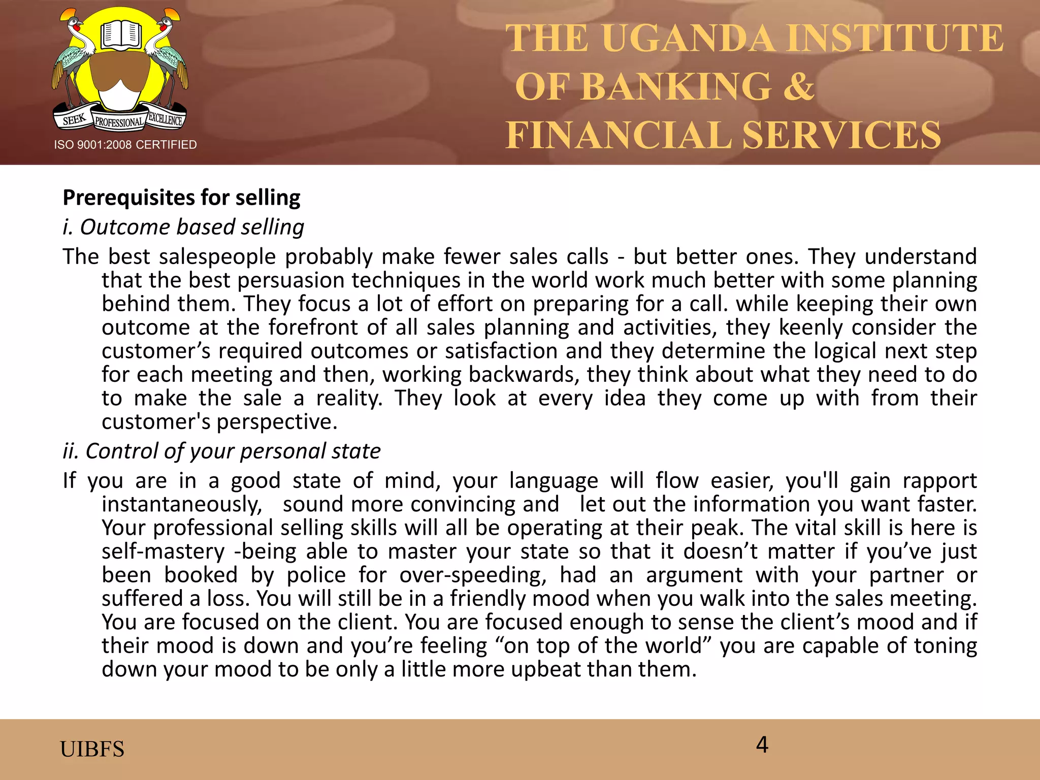 Retail bank sales and services unit4 | PPTX