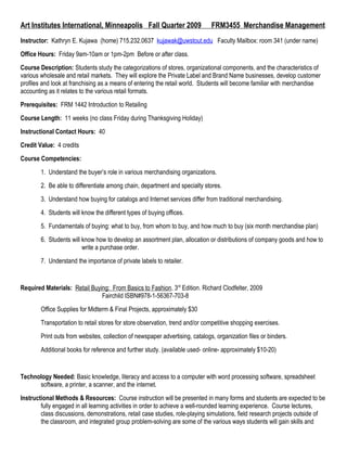 Retail Buying F09syllabus | DOC