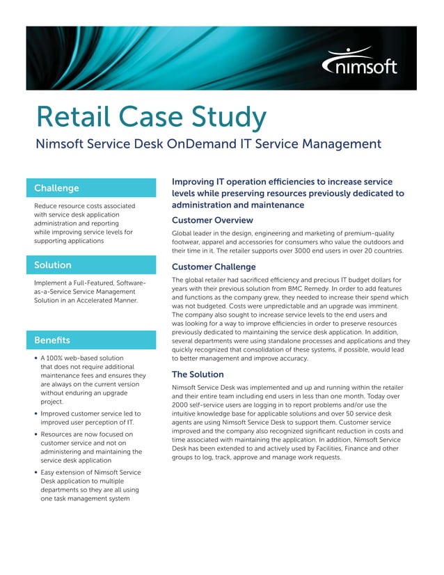 Retail Case Study: Improving Operational Efficiencies in IT to Increase ...