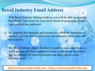 Retail industry email address | PPTX