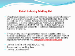 Retail industry mailing list | PPTX