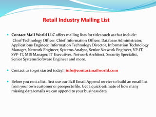 Retail industry mailing list | PPTX