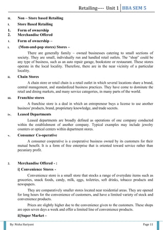 Retailing - Unit 1 BBA 5.docx
