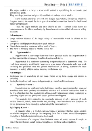 Retailing - Unit 1 BBA 5.docx