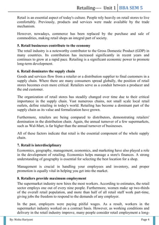 Retailing - Unit 1 BBA 5.docx