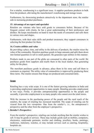 Retailing - Unit 1 BBA 5.docx