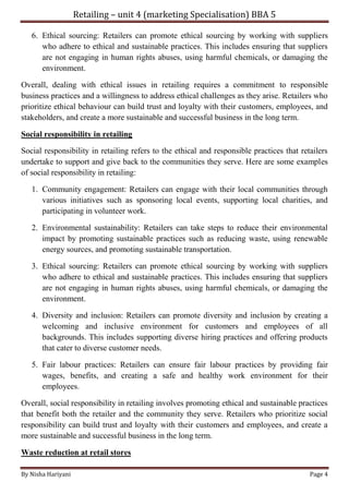 Retailing - Unit 4 BBA 5.docx