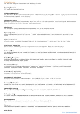 Retailing Dictionary A To Z Retail Business | PDF