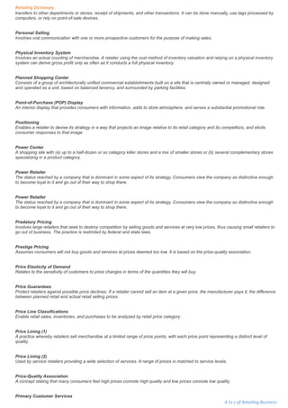 Retailing Dictionary A To Z Retail Business | PDF