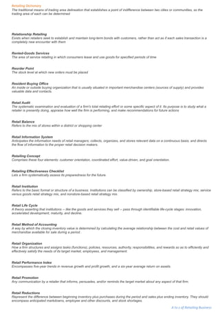 Retailing Dictionary A To Z Retail Business | PDF