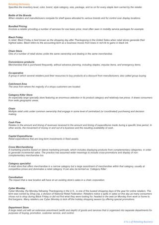 Retailing Dictionary A To Z Retail Business | PDF