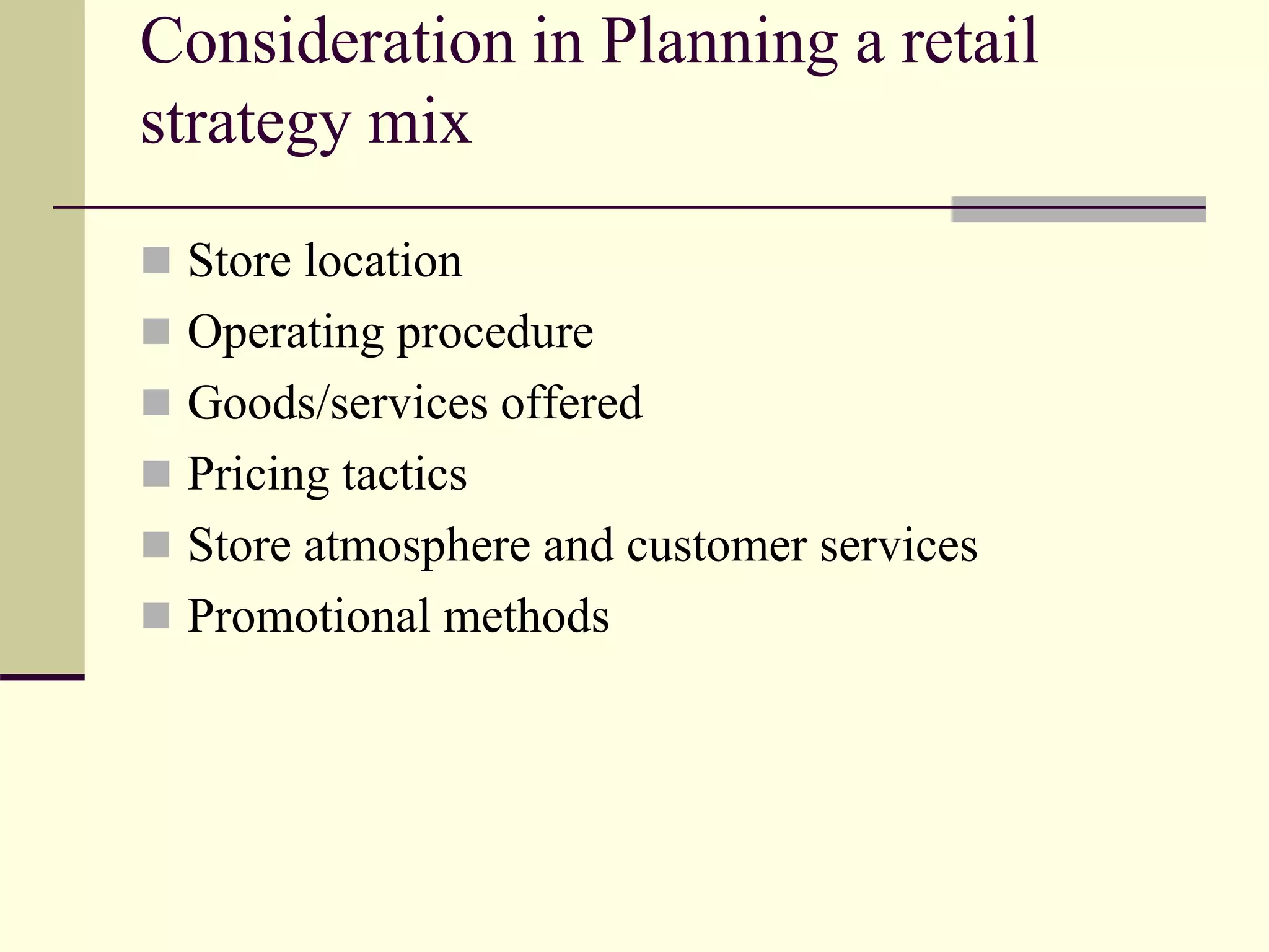 Retail institution by strore based strategy mix | PDF