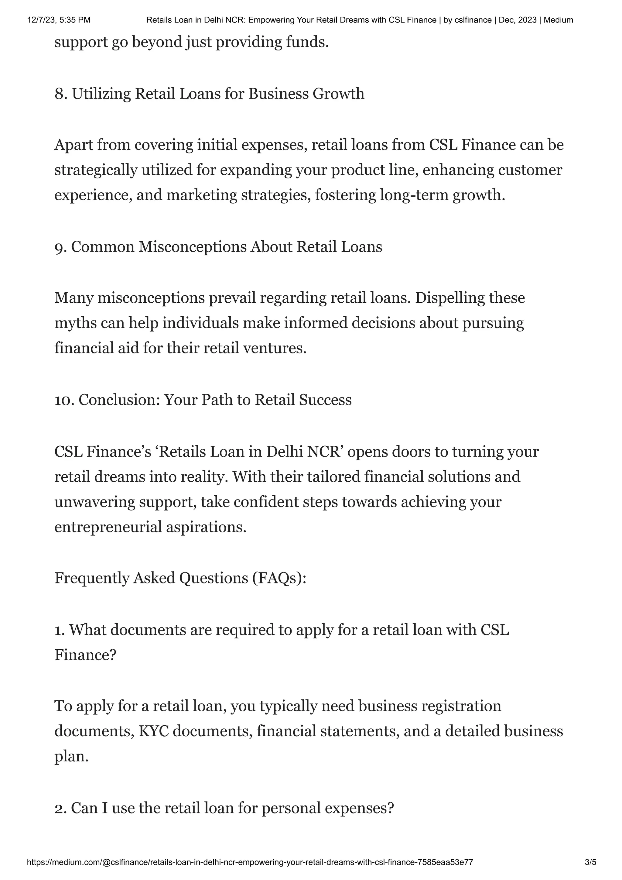 Retail Loan in Delhi NCR with CSL Finance.pdf