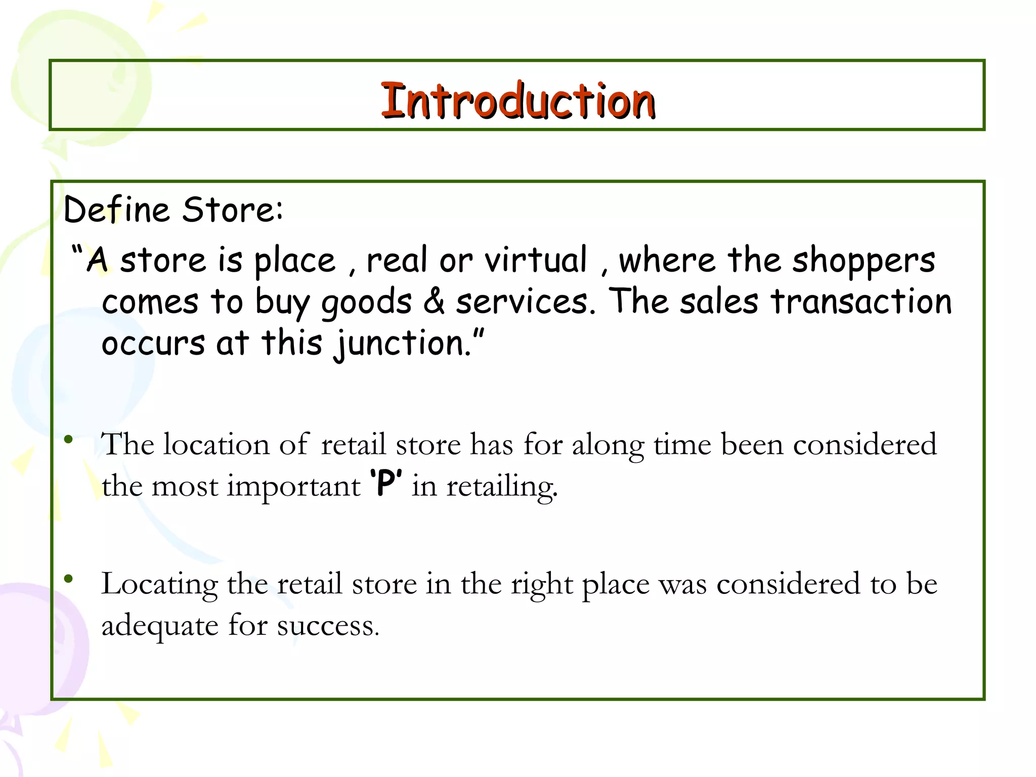 Retail location | PPT