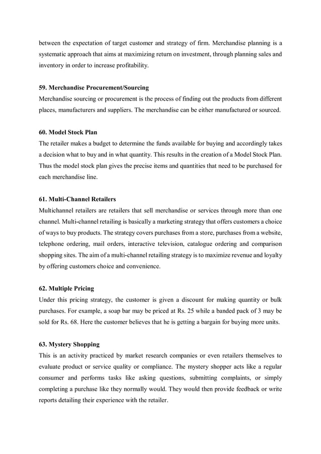 Retail Management Glossary | PDF