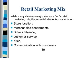 Retail marketing mix and planning | PPT
