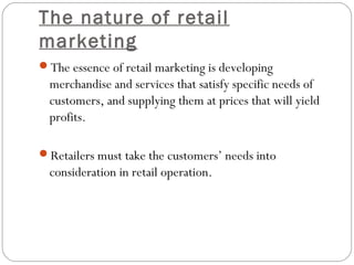 Retail marketing mix and planning | PPT