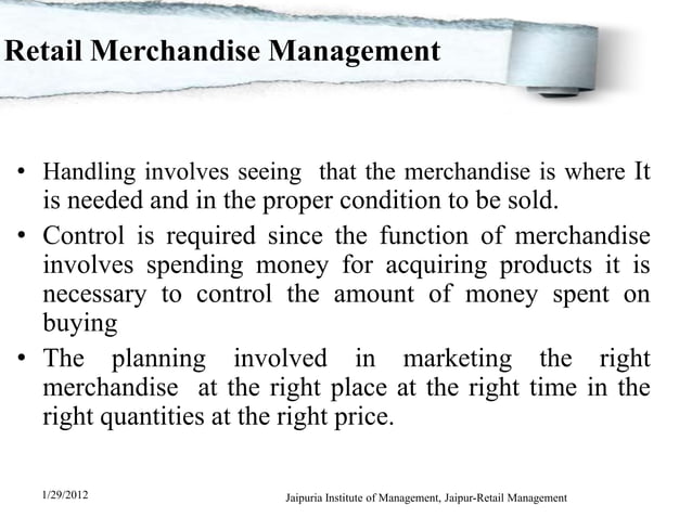Retail merchandise management | PPTX