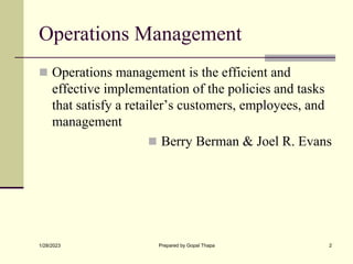 Retail Operation Management | PPT