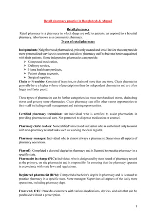 Retail pharmacy practice in bangladesh and abroad | PDF