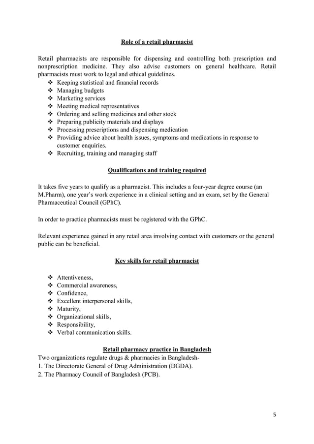 Retail pharmacy practice in bangladesh and abroad | PDF