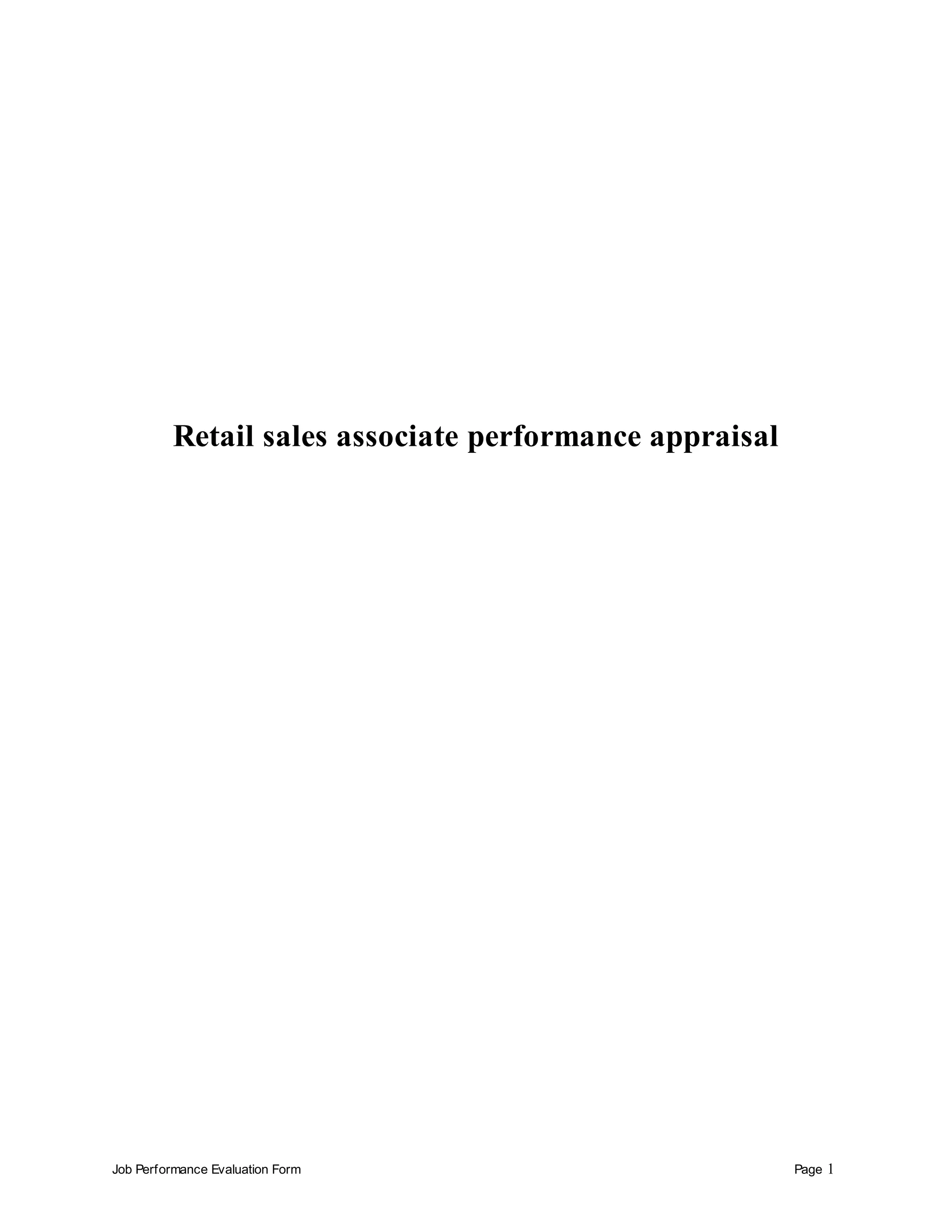 Retail sales associate performance appraisal | DOCX