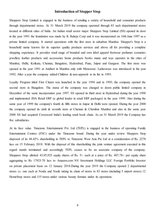 Retail shoppers stop project | DOCX