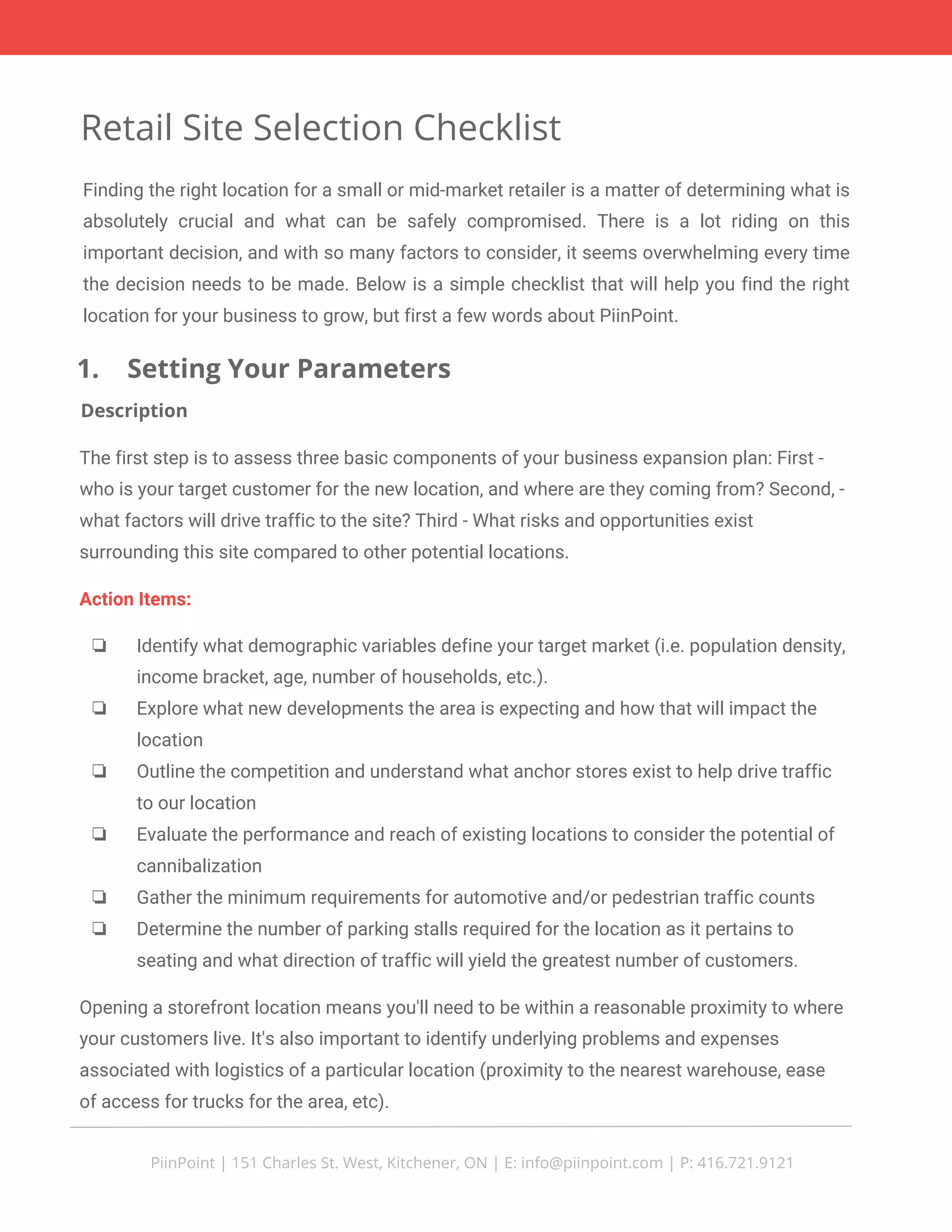 Retail site selection checklist | PDF