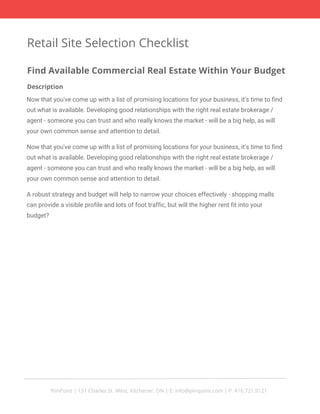 Retail site selection checklist | PDF