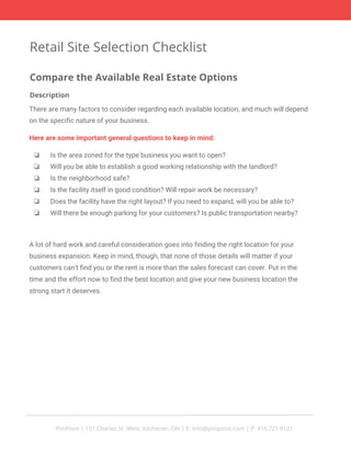 Retail site selection checklist | PDF