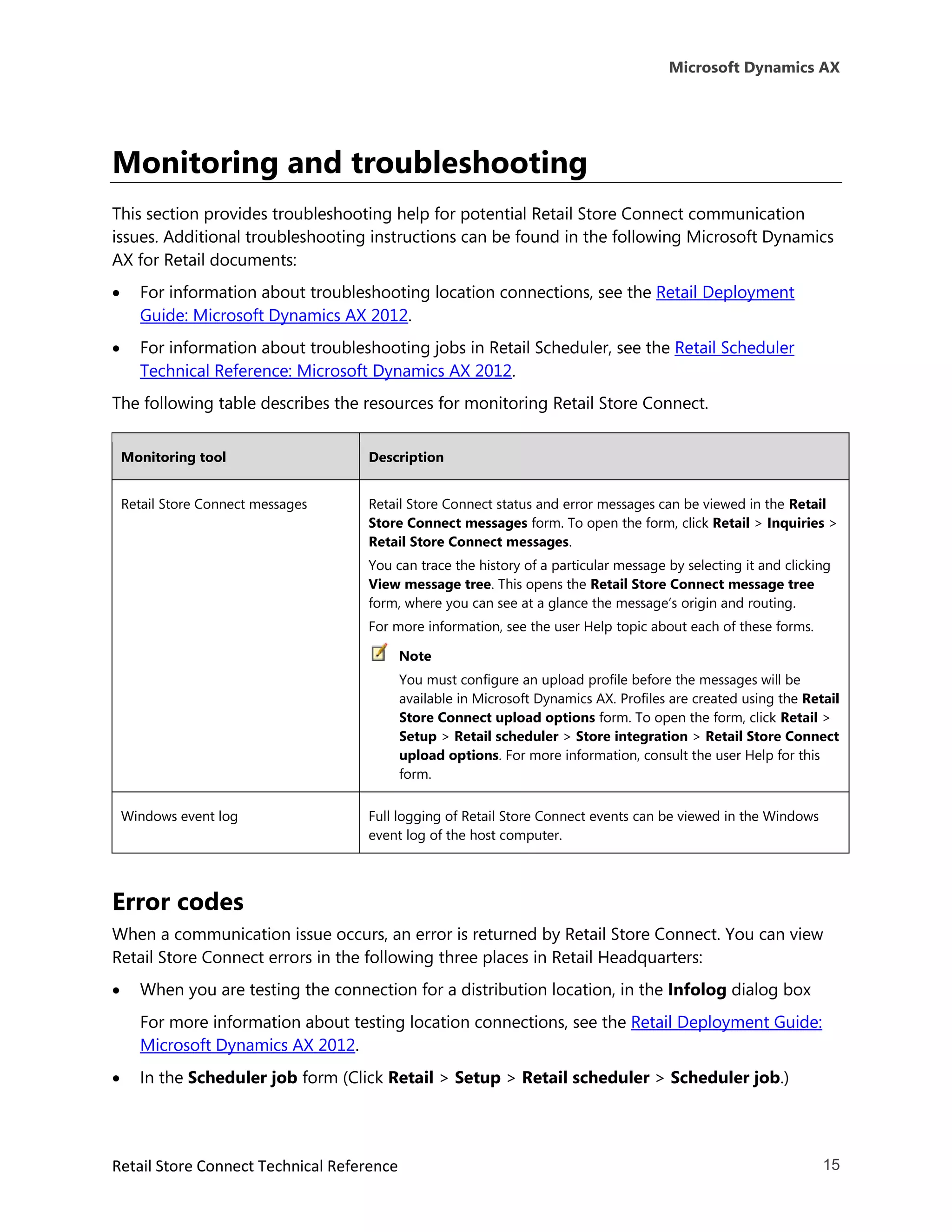 Retail store connect technical reference | PDF
