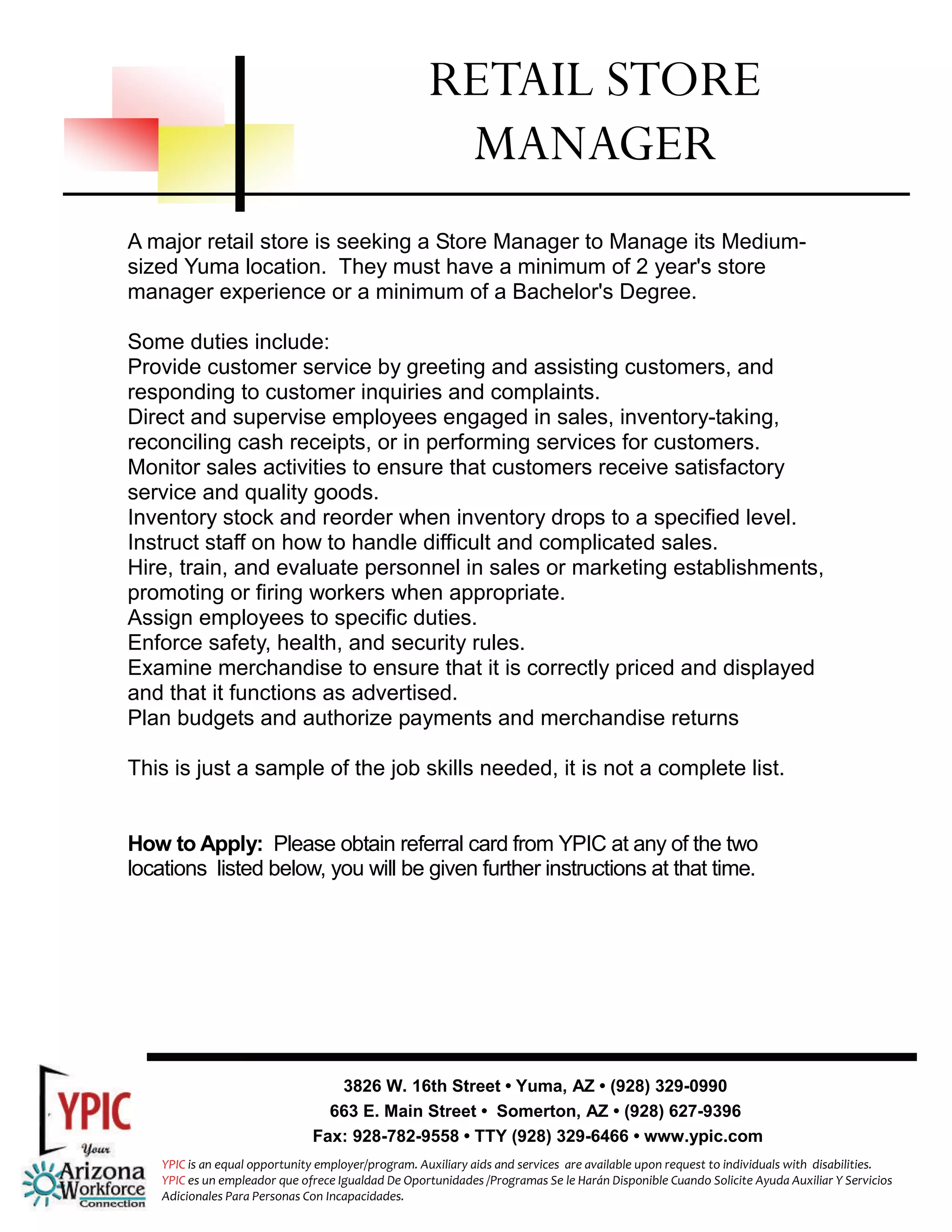 Retail Store Manager | PDF | Retail Industry | Industries
