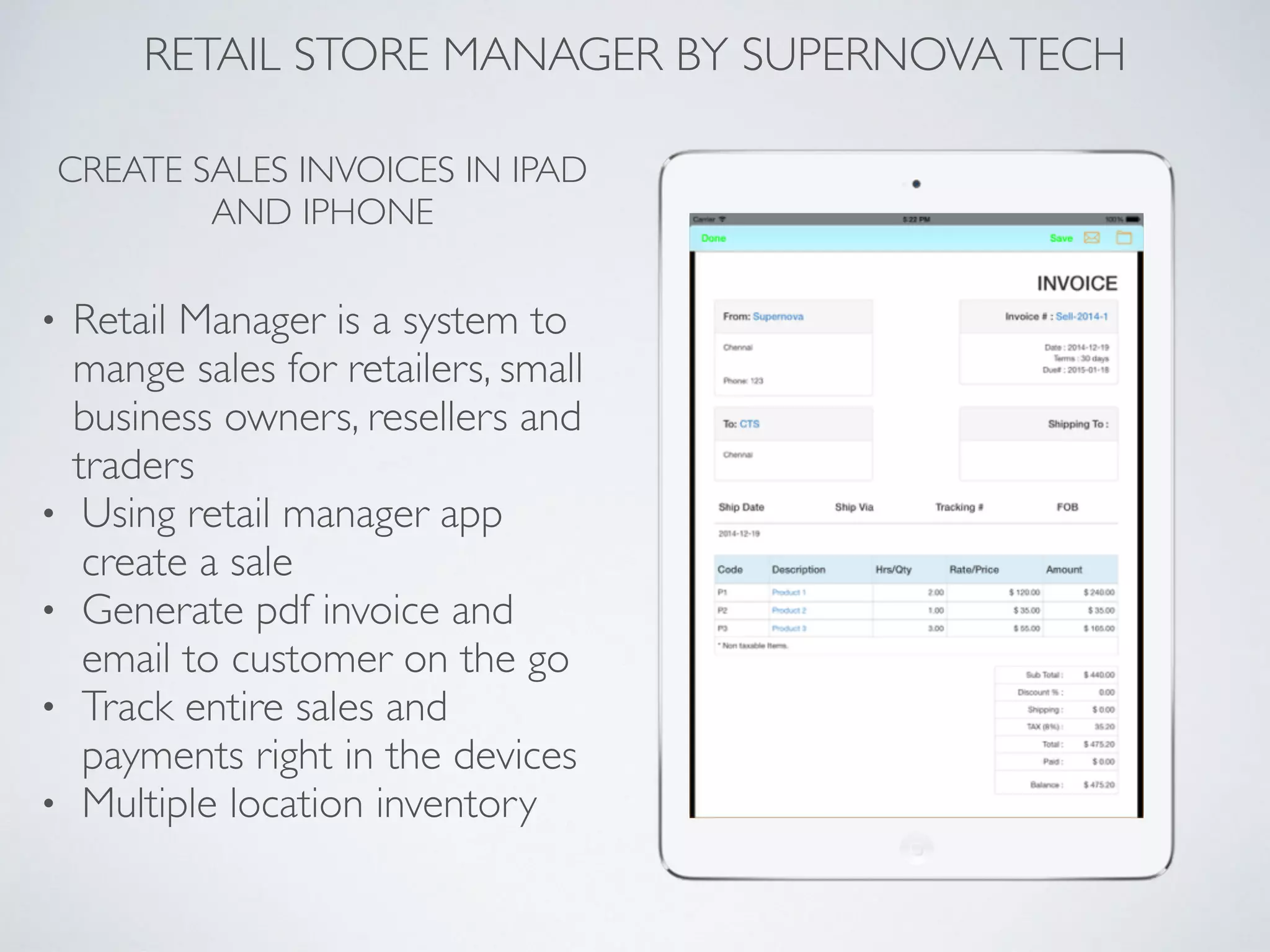 Retail Store Manager App for iPhone & iPad by Supernova Tech | PPT