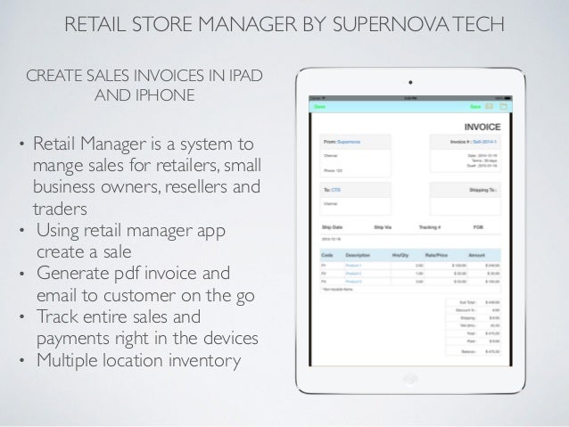 Retail Store Manager App for iPhone & iPad by Supernova Tech