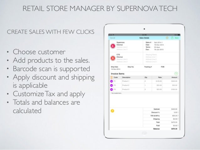 Retail Store Manager App for iPhone & iPad by Supernova Tech