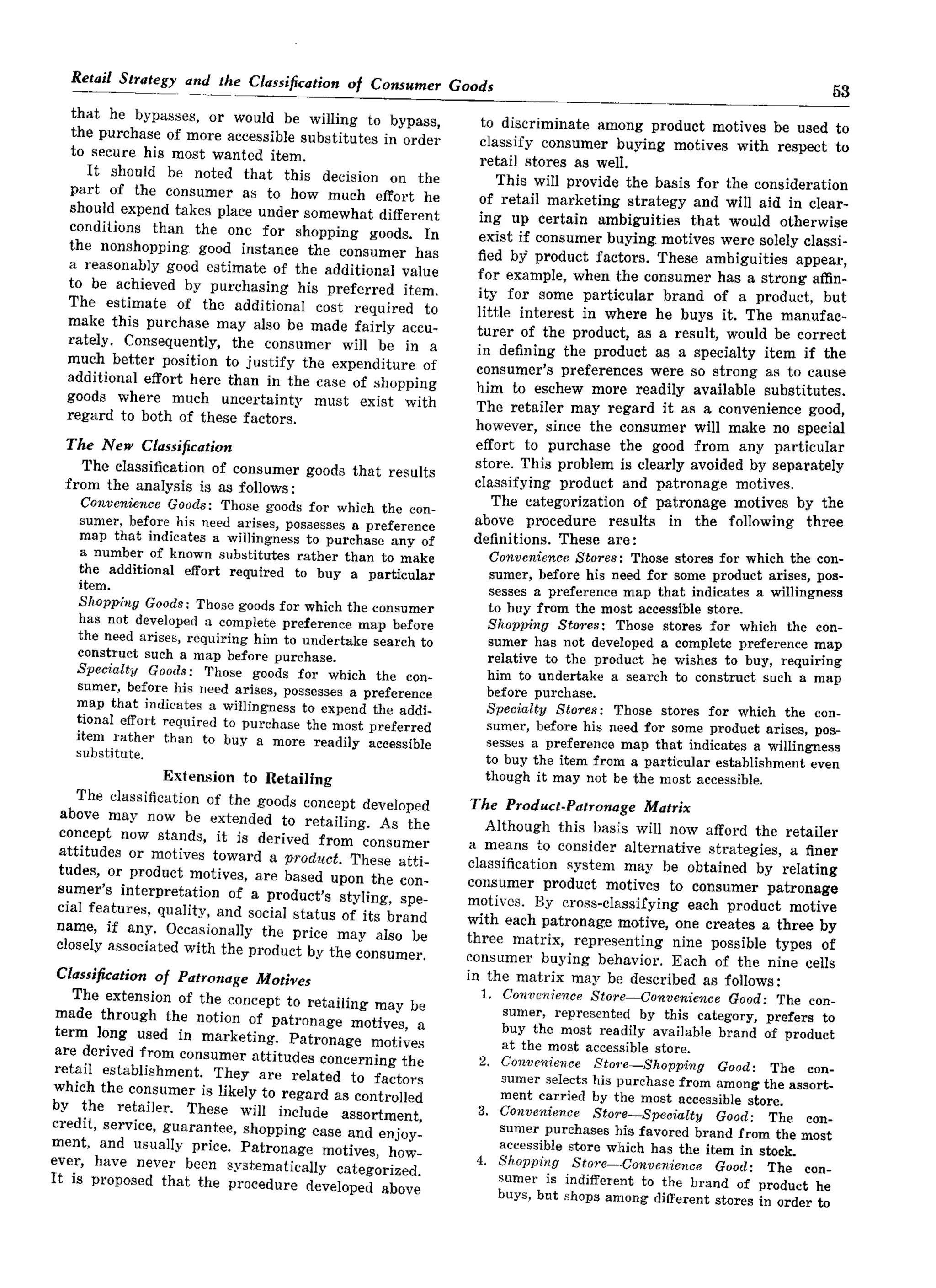 Retail strategy and the classification of consumer goods | PDF