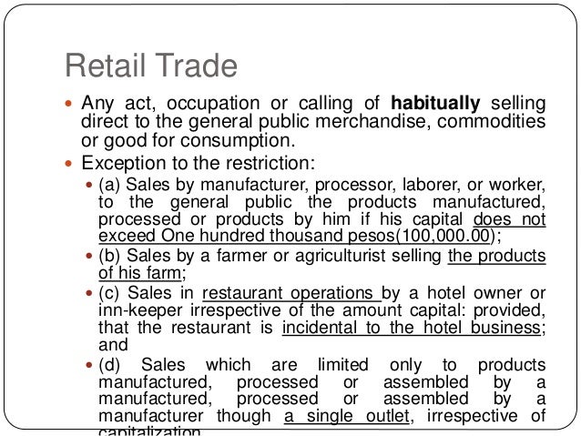 Retail Trade Liberalization Act of 2000