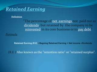 Retained Earning & dividends | PPTX