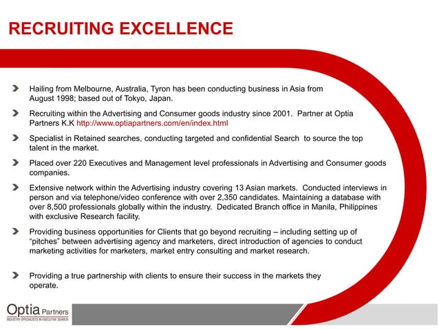 Retained Recruiting Specialist for Asia - Tyron Giuliani | PPTX