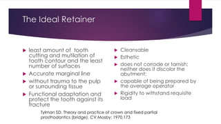 Retainers in FPD (FIXED PARTIAL DENTURES) PDF copy | PDF