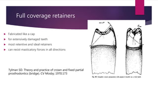 Retainers in fpd FINAL VERSION pptx | PPTX