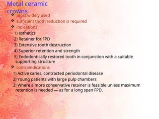 Direct and indirect retainers in fixed denture prosthodontics | PPT
