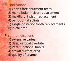 Direct and indirect retainers in fixed denture prosthodontics | PPT