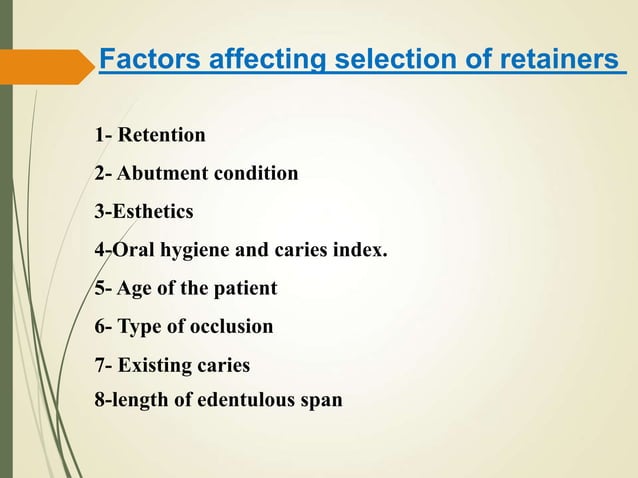 RETAINERS USED FOR FIXED PROSTHODONTICS.ppt